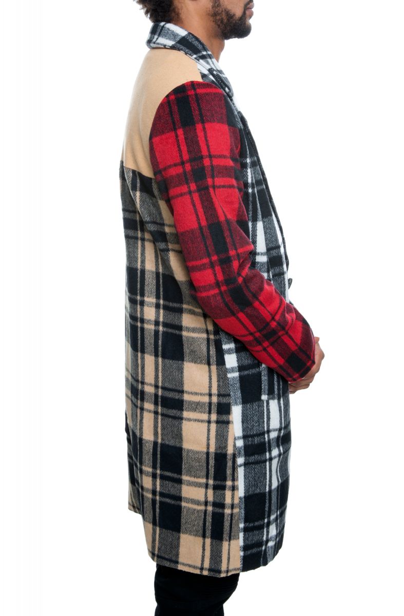 ROKU Crazy Plaid Overcoat in Multi RK6480038-MULTI - Karmaloop
