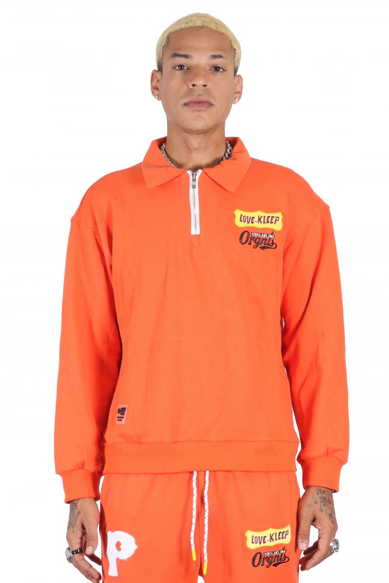 KLEEP PICA Men's premium french terry fleece top with collard & quarter ...