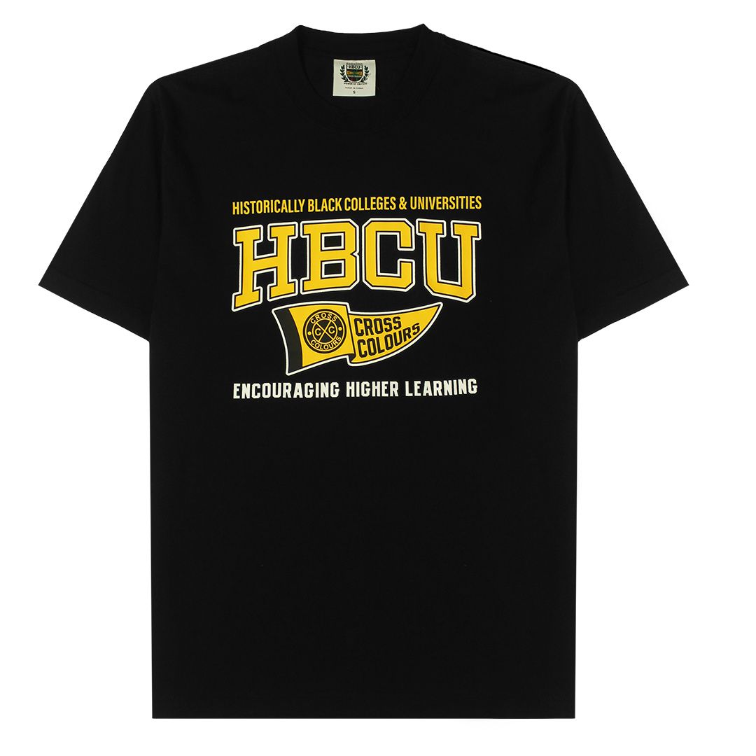 CROSS COLOURS HBCU Pennant T-Shirt- Black A10017AAP-BLK-BLACK - Karmaloop