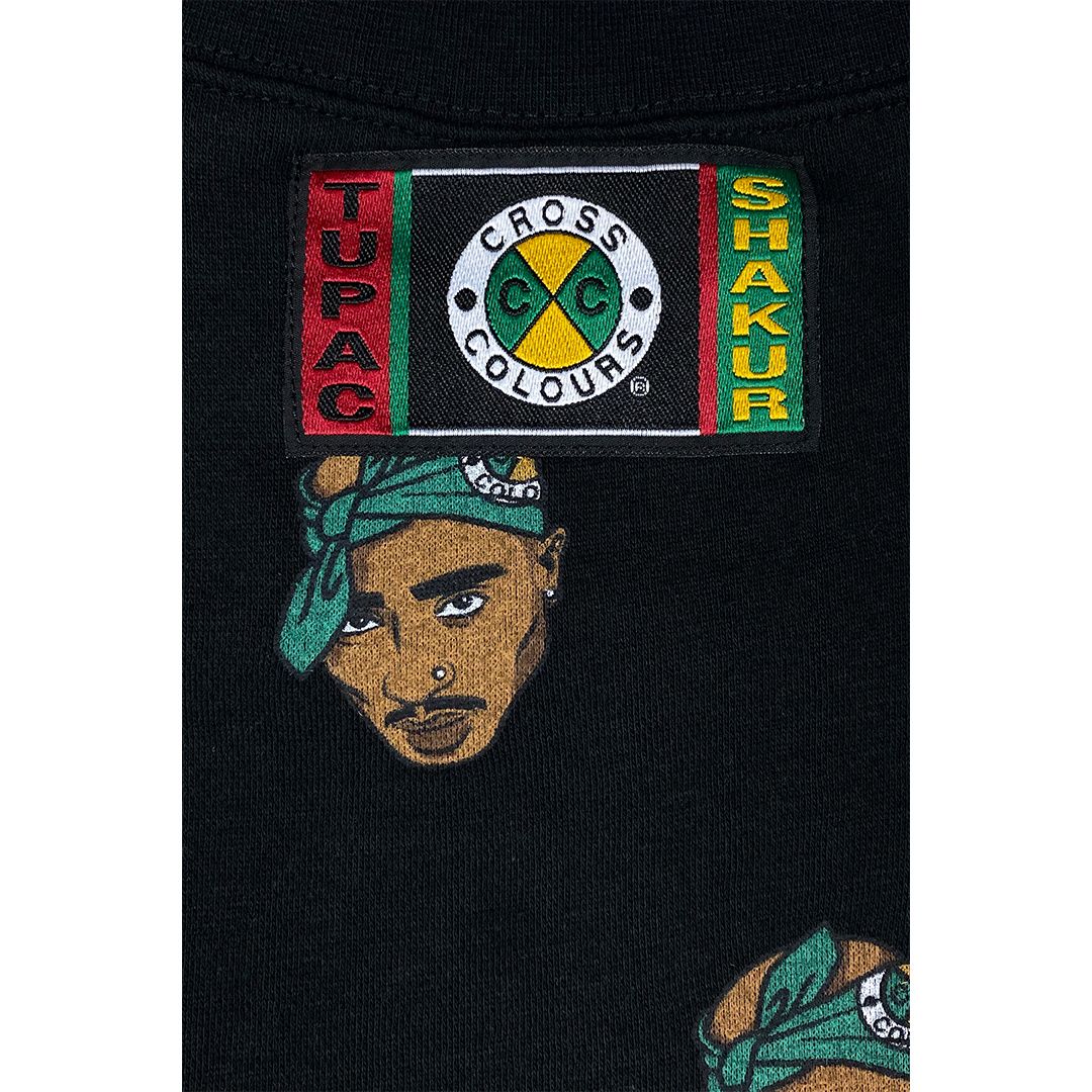 CROSS COLOURS Tupac Allover Crewneck - Black T80323TPA-BLK-BLACK - PLNDR