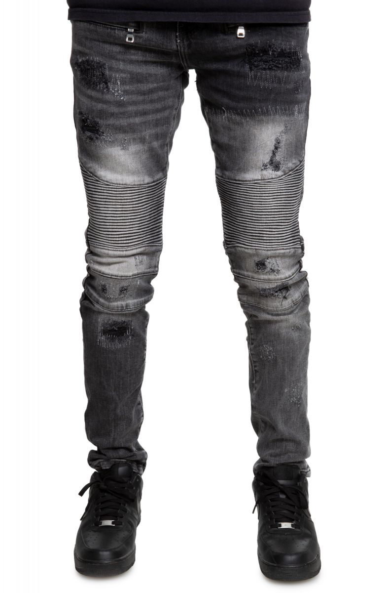 EMBELLISH Jackson Biker Denim in Gray Wash EMBSP120-110 - Karmaloop