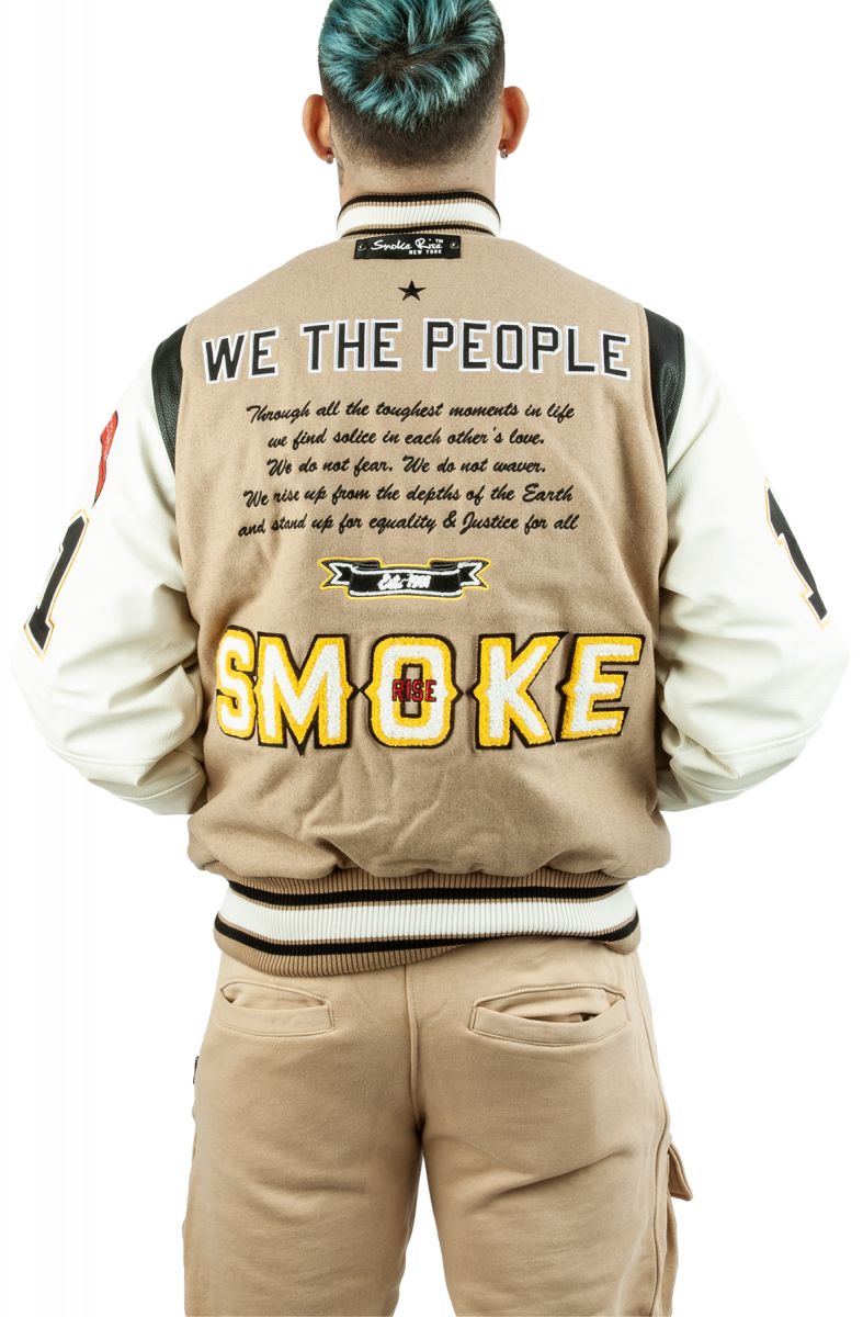 SMOKE RISE Dune Varsity Jacket WW22697-DUNE - Karmaloop