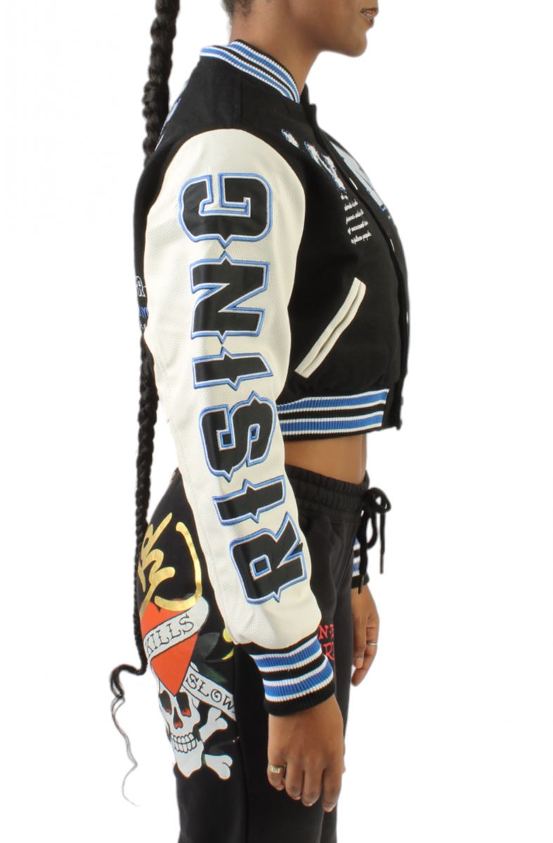 SMOKE RISE Varsity Jacket AJ23903-BLK - Karmaloop