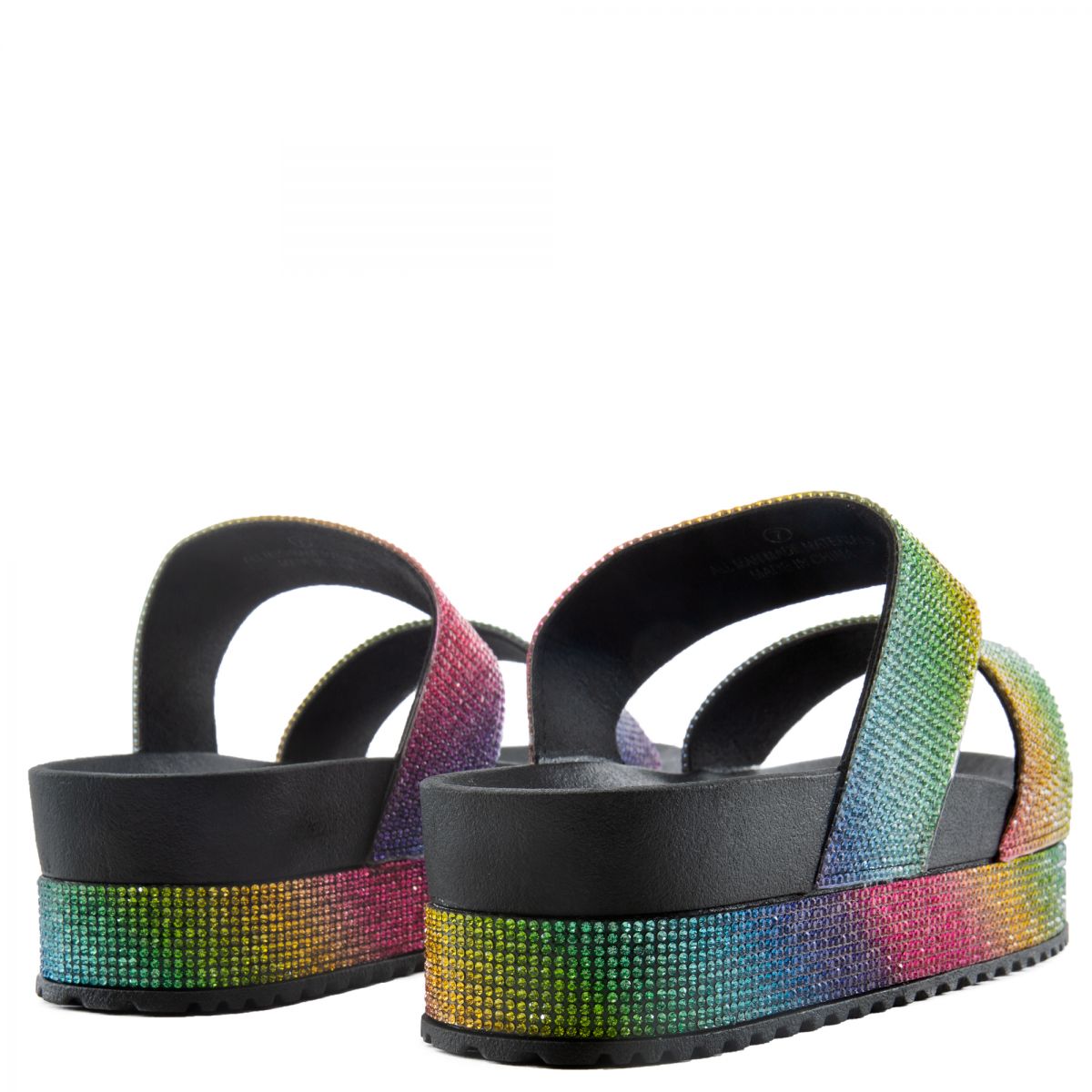 LILIANAS SHOES Buffy-1 Rhinestone Band Platform Slides BUFFY-1-MLT ...