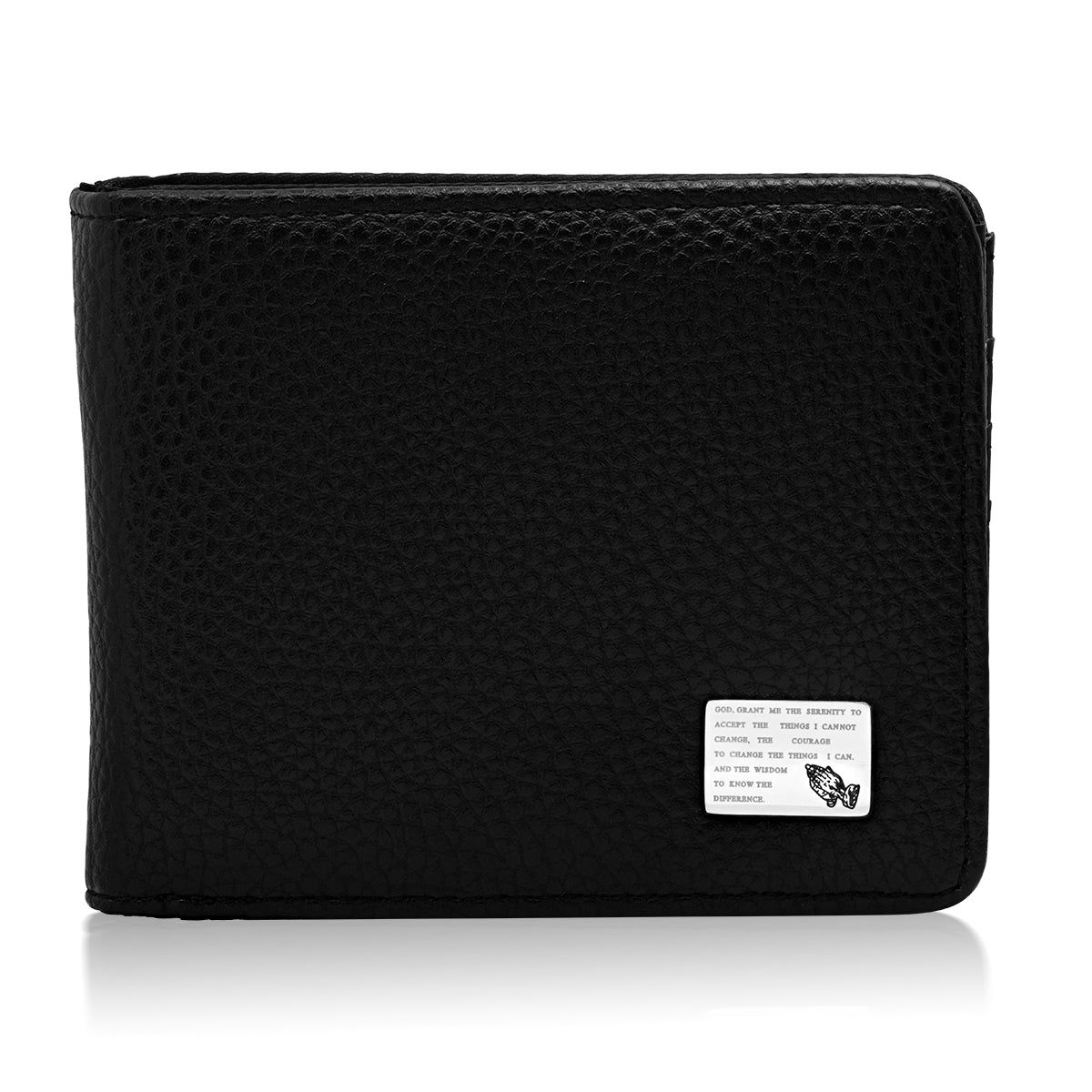 STEELTIME Leather And Stainless Steel Serenity Prayer Wallet B140-010 ...