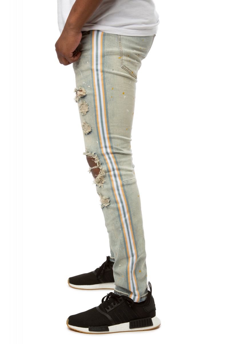 KDNK Noriega Striped Side Panel Jeans KND4364-BLUE - Karmaloop