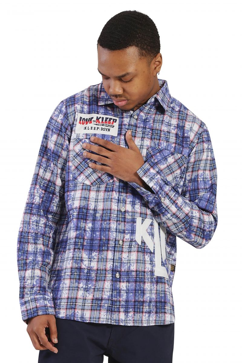KLEEP Unik Men's premium flannel button down shirt KLP-E7FE92 - Karmaloop
