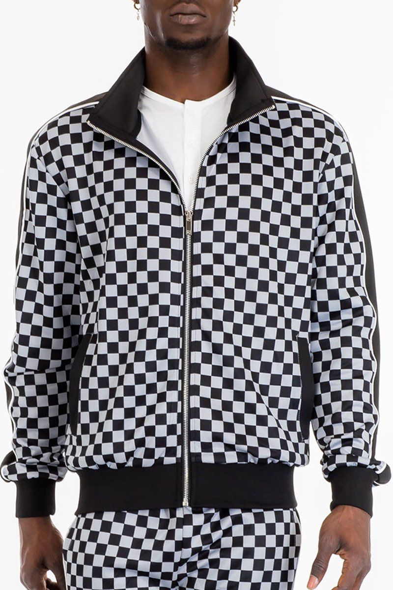 WEIV CHECKERED TRACK JACKET TJ0712-GREY - Karmaloop