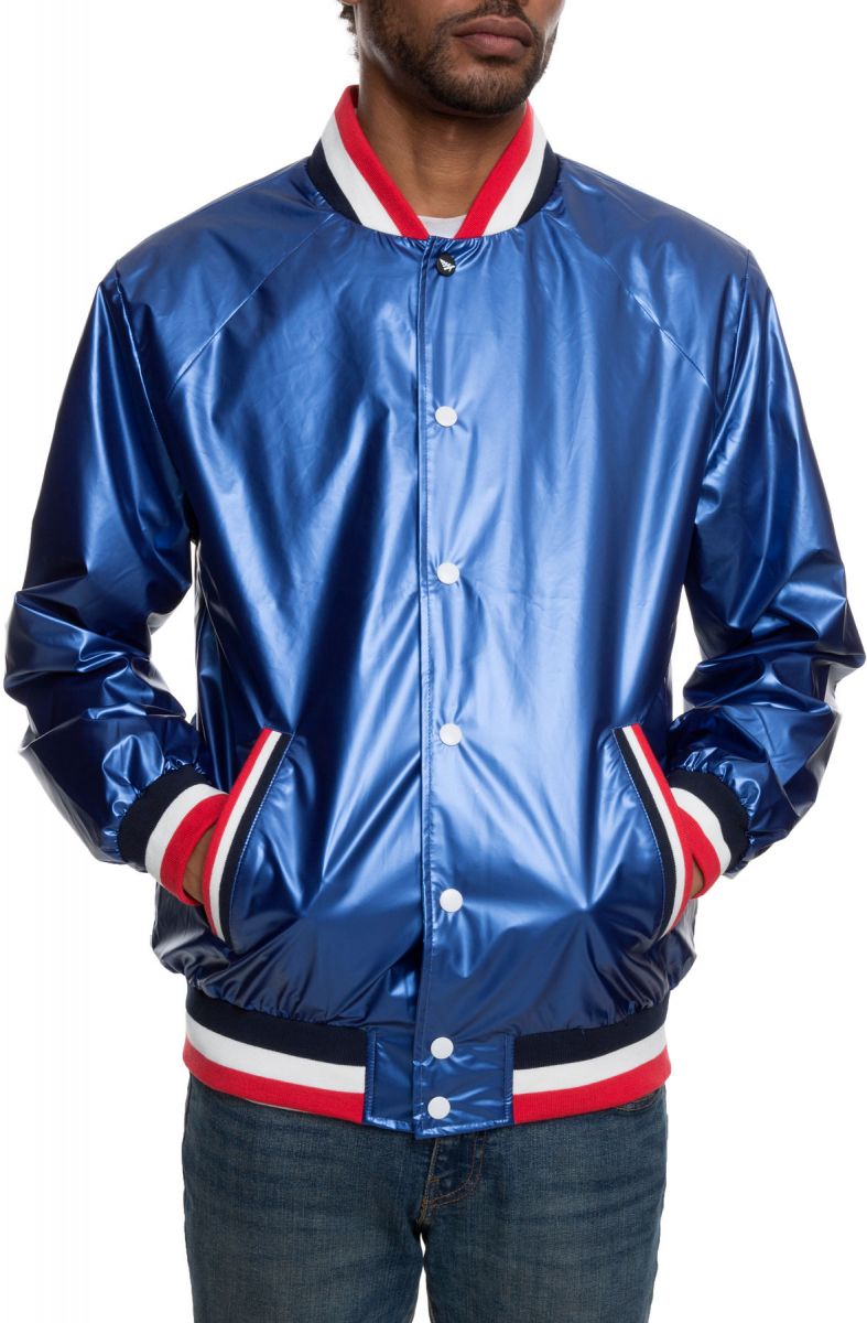 PAPER PLANES Wheels Up Varsity Jacket in Royal 0119X200 - Karmaloop
