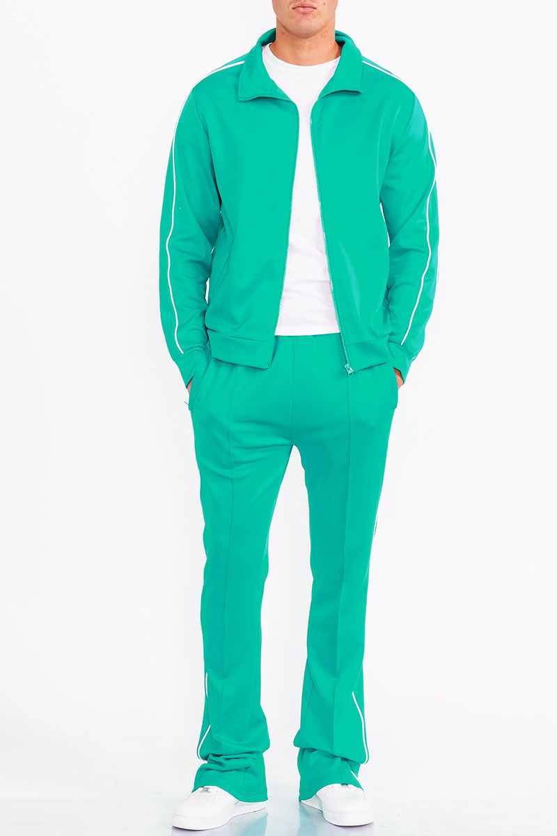 WEIV Stacked Flare Track Suit SET130-TEAL - Karmaloop