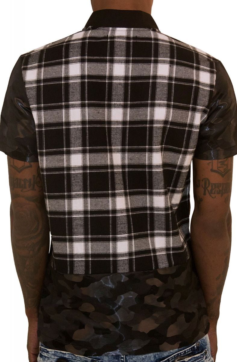 THE HIDEOUT CLOTHING Plaid Camouflage Shirt (Black ...