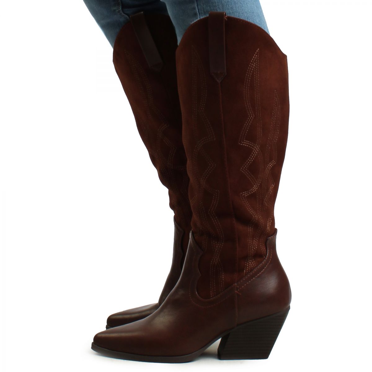 SOLE LA VIE Zaki Knee High Western Boot FD ZAKI-S-LBRN - Karmaloop