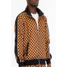 CHECKERED TRACK JACKET TJ0712-GREY