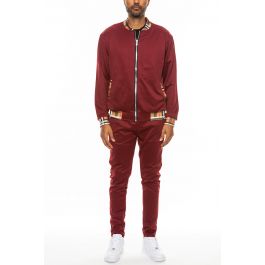 WEIV Checkered Detail Track Jacket Set MEP-EMJ4102-KH - Karmaloop