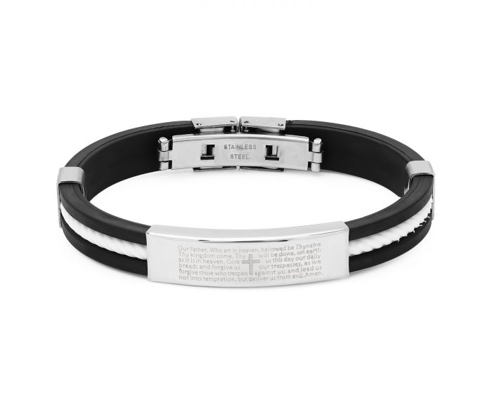 STEELTIME Lord's Prayer Lasso ID Bracelet 711-096-SILVERANDWHITE ...