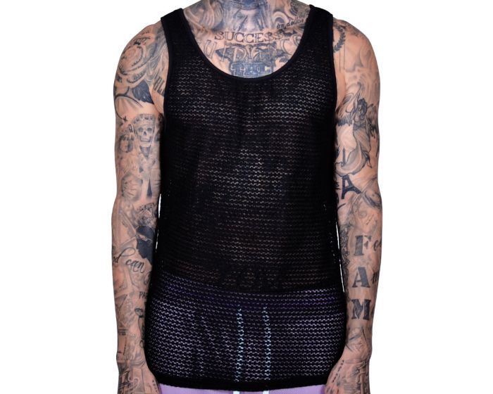 HIDEOUT Lavender Mesh Ganzie String Vest HDTCLTHNG-5581CF-BLACK - Karmaloop