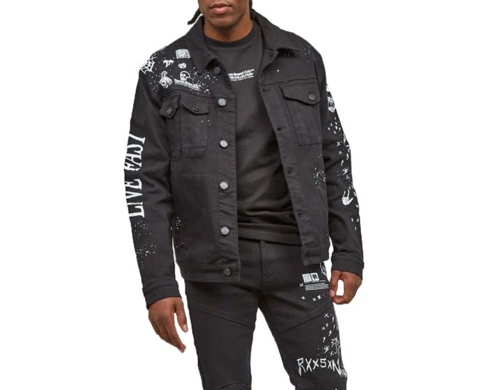 REASON Diane Graphic Scratch Denim Jacket A1-017 - Karmaloop