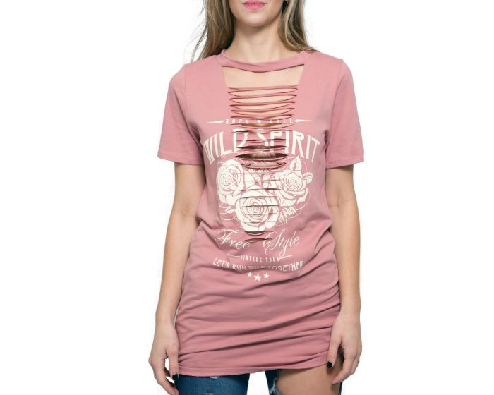 SPOILED PEASANTS Elongated Wild Spirit Tee in Pink TG22W-7-10 - Karmaloop