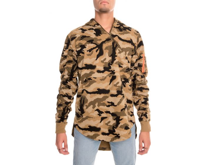 BLEECKER & MERCER The Flight Full Face Zip Bomber Hoodie in Camo F670 ...