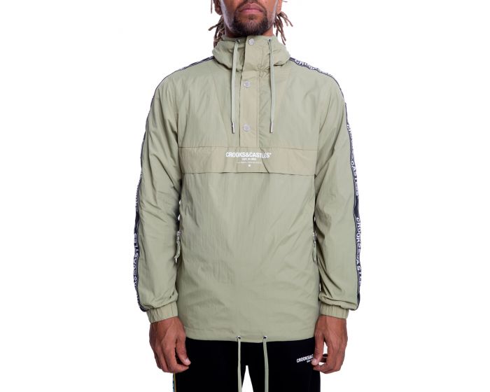 CROOKS AND CASTLES The Core Taped Anorak in Olive I1870301-OLIVE - PLNDR
