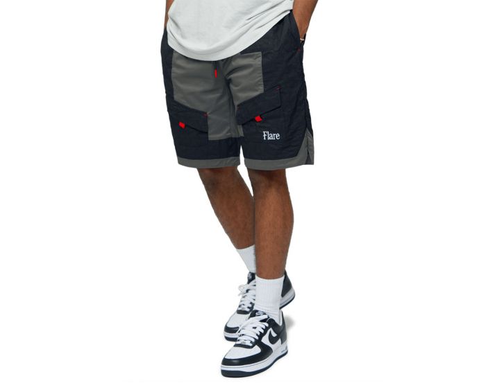 FLARE INC Quilted Nylon Short Black Charcoal SHQUIBLK - Karmaloop