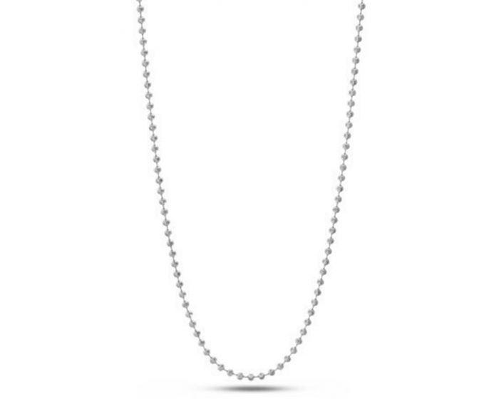 KING ICE The 3mm Rhodium Ball Bead Chain in Silver NKX08929-SIL - PLNDR