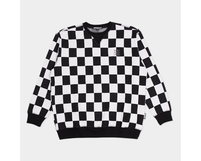 8&9 MFG CO. Checks Crewneck Sweatshirt Checkered Black CRCHKBLK-BLACK ...