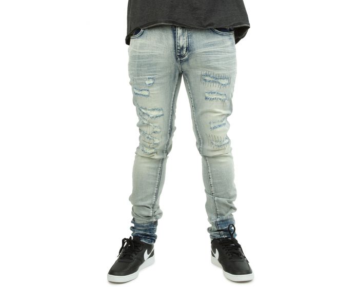 FOREIGN LOCALS Stitched Rips And Repair Jeans FL-22008 - Karmaloop