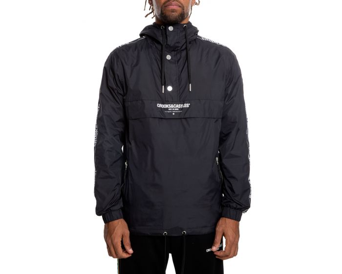 CROOKS AND CASTLES The Core Taped Anorak in Black I1870301 - Karmaloop