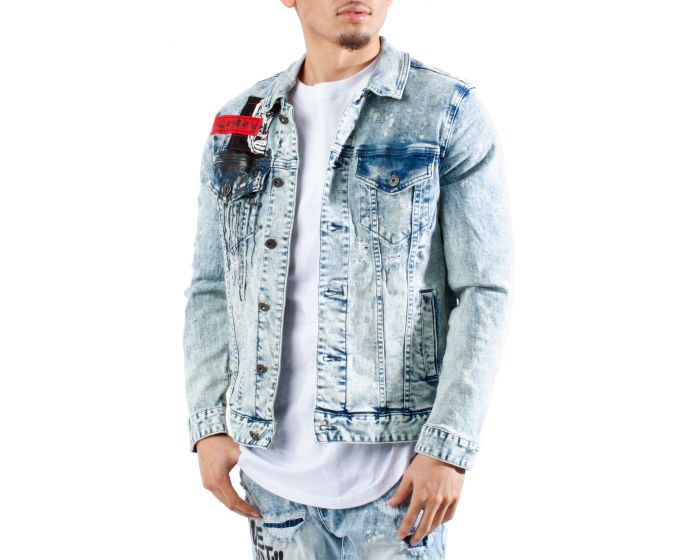 SMOKE RISE Restless Graffiti Denim Jacket JJ22112-MBLU - Karmaloop
