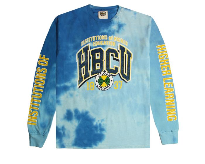 CROSS COLOURS HBCU Institutions Long Sleeve T-Shirt - Tie Dye (Blue ...