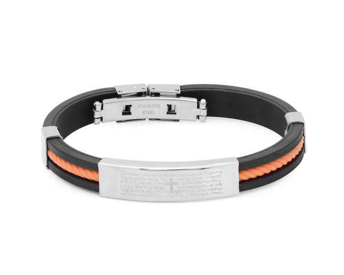 STEELTIME Lord's Prayer Lasso ID Bracelet 711-100-SILVERANDORANGE ...