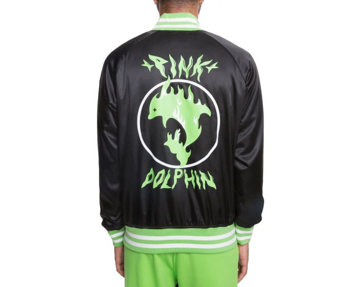 PINK DOLPHIN The Aqua Flame Satin Jacket in Black OH11805AFJBL - Karmaloop