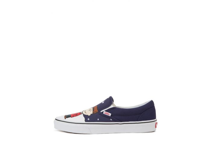 VANS The x Peanuts Classic Slip-On in Charlie Tree VN0A38F7QQF-BLU ...