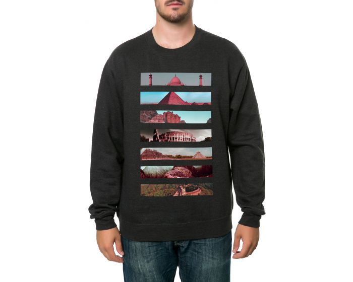 STREET VAULT The 7 Wonders Crewneck Sweatshirt in Charcoal SV-7WONDERS ...