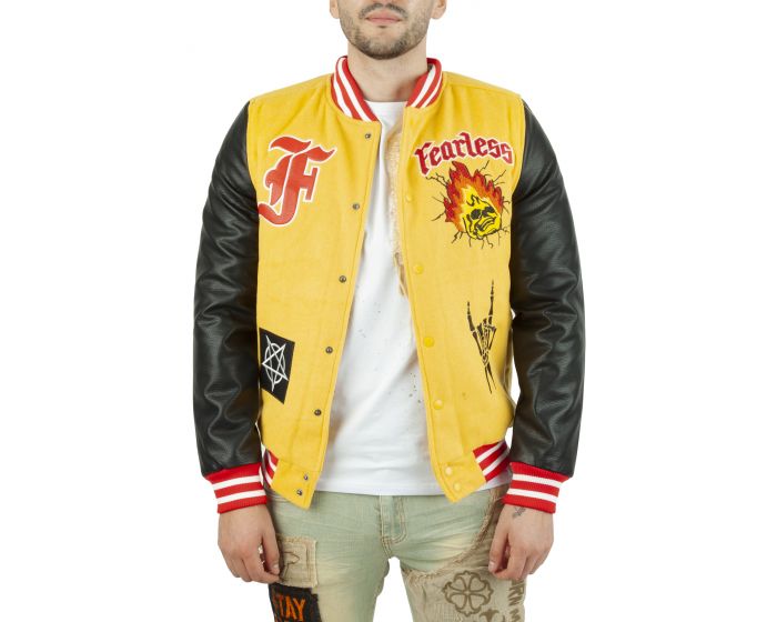 REBEL MINDS Loud Pack Varsity Jacket 922-511YEL - Karmaloop