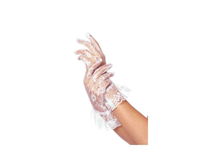LEG AVENUE Lace Wrist Lengh Ruffle Gloves(Dz. Pack Only) in WHITE ...