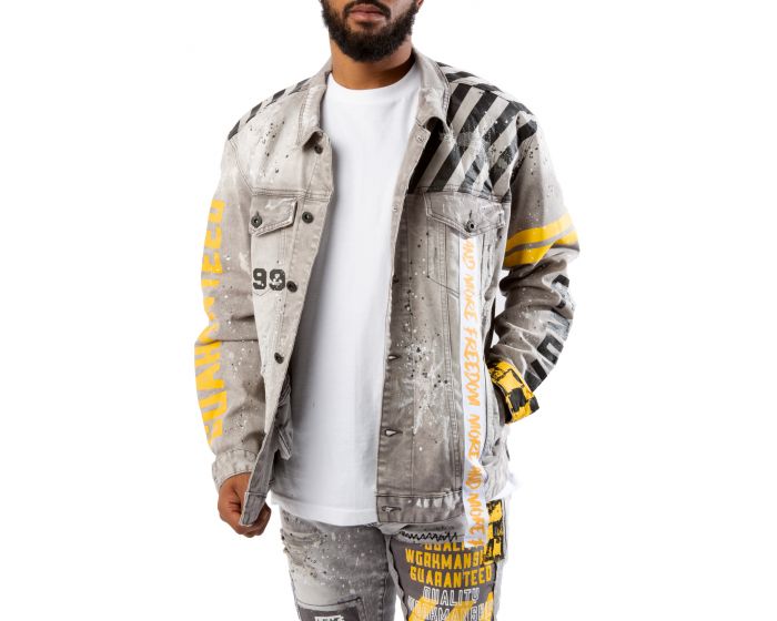 SMOKE RISE Caveat Denim Jacket JJ21503-FRGRY - Karmaloop