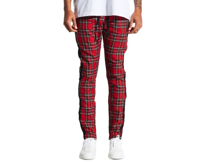 EMBELLISH The Simpson Track Pants in Red Plaid EMBSU118-521 - Karmaloop
