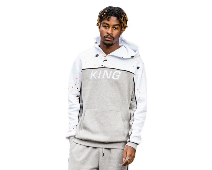 KING APPAREL Tennyson 'Jordan' Tracksuit Hoodie - Grey Paint Splatter ...