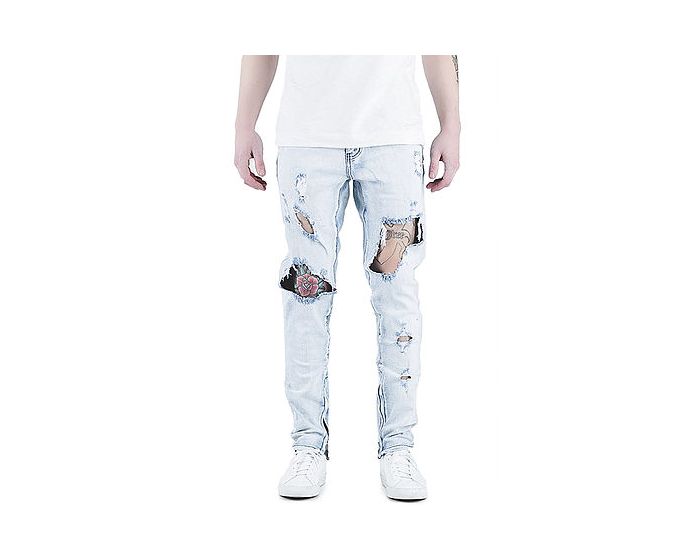 EMBELLISH The Bullet Exposed Ripped Denim Jeans in Stone Wash Blue ...