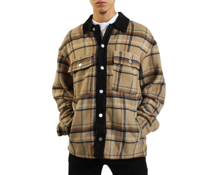 FIRST ROW Plaid Denim Combo Shacket FRJ2005SK - Karmaloop