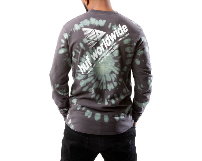 HUF Peak Slant Wash Long Sleeve Tee TS01509-BLK - Karmaloop