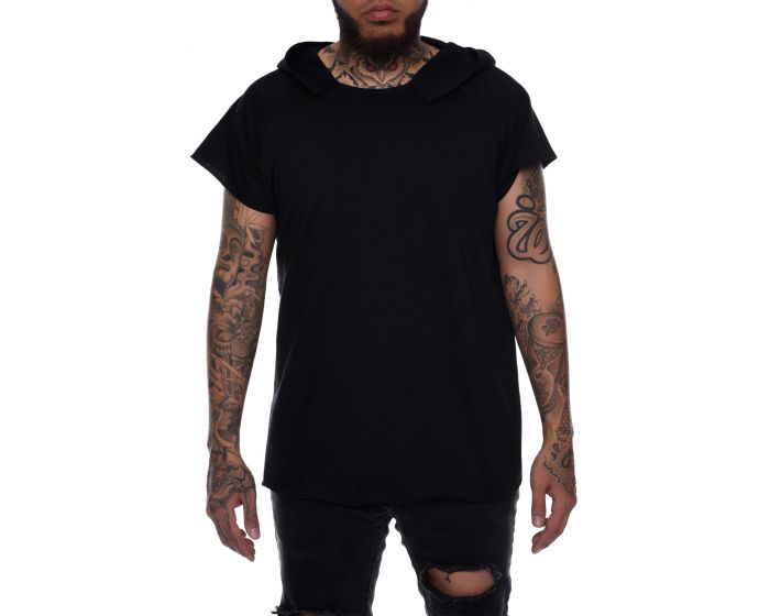 DOPE The Cut-off Raglan Hoodie in Black D0416-J615-BLK - PLNDR