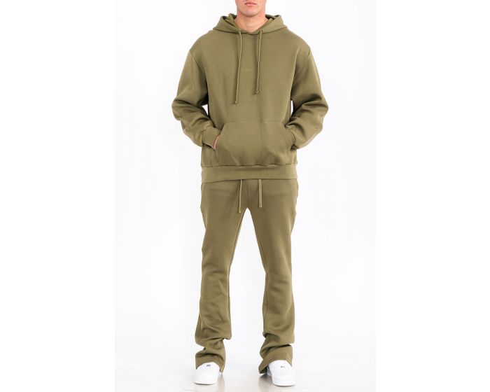 WEIV Stacked Flare Tech Fleece Sweat Set SET131-OLIVE - Karmaloop