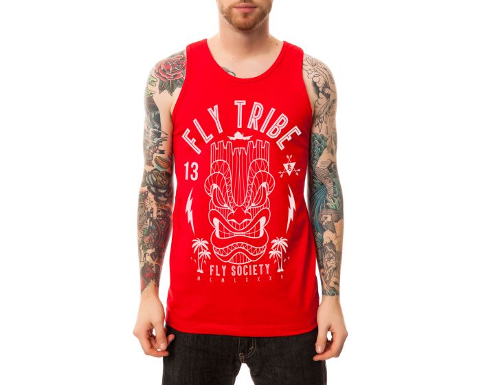 FLY SOCIETY The Fly Tribe Tank Top in Red SV-FLYTRIBE-TNK-RED - PLNDR