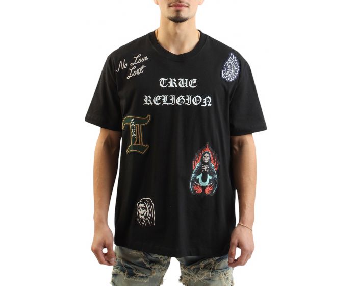 TRUE RELIGION Embroidered Patch Short Sleeve T-Shirt 108633BLK - Karmaloop