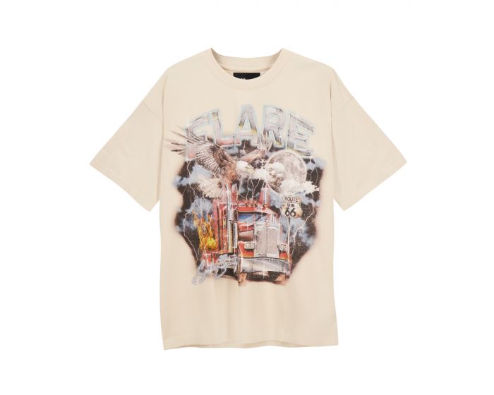 FLARE INC Long Haul Short Sleeve T Shirt Cement SSFLLONWHT - Karmaloop