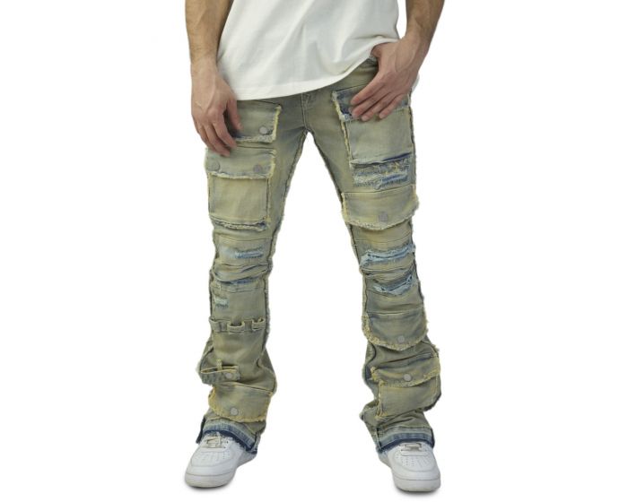 FIRST ROW Utility Cargo Stacked Jeans FRP3011-LST - Karmaloop