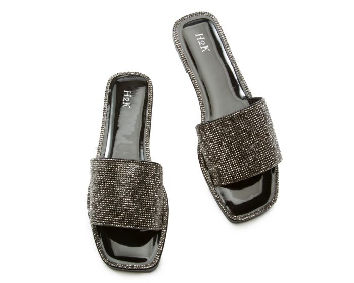 H2K TRADING Summer Rhinestone Sandals SUMMER-BLK - PLNDR